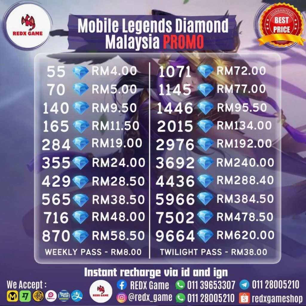JOKI | MLBB Rank Boost | Pack A | DM | MURAH | PC Game | Shopee Malaysia