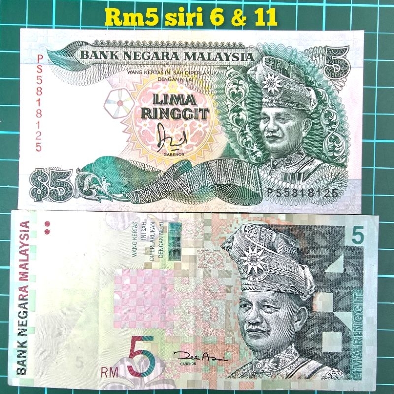 (A357) Rm5 siri 6 dan 11 duit kertas lama duit syiling lama barang ...