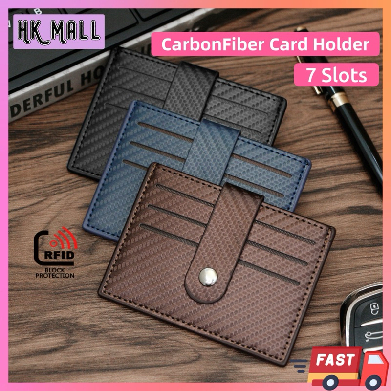 (HK Mall) Men Slim Carbon Fiber Card Holder Wallet Purse Genuine ...