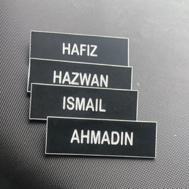 NAMETAG HITAM TAG NAMA FONT ARABIC JAWI CHINESE KANJI POLIS ASKAR DLL ...