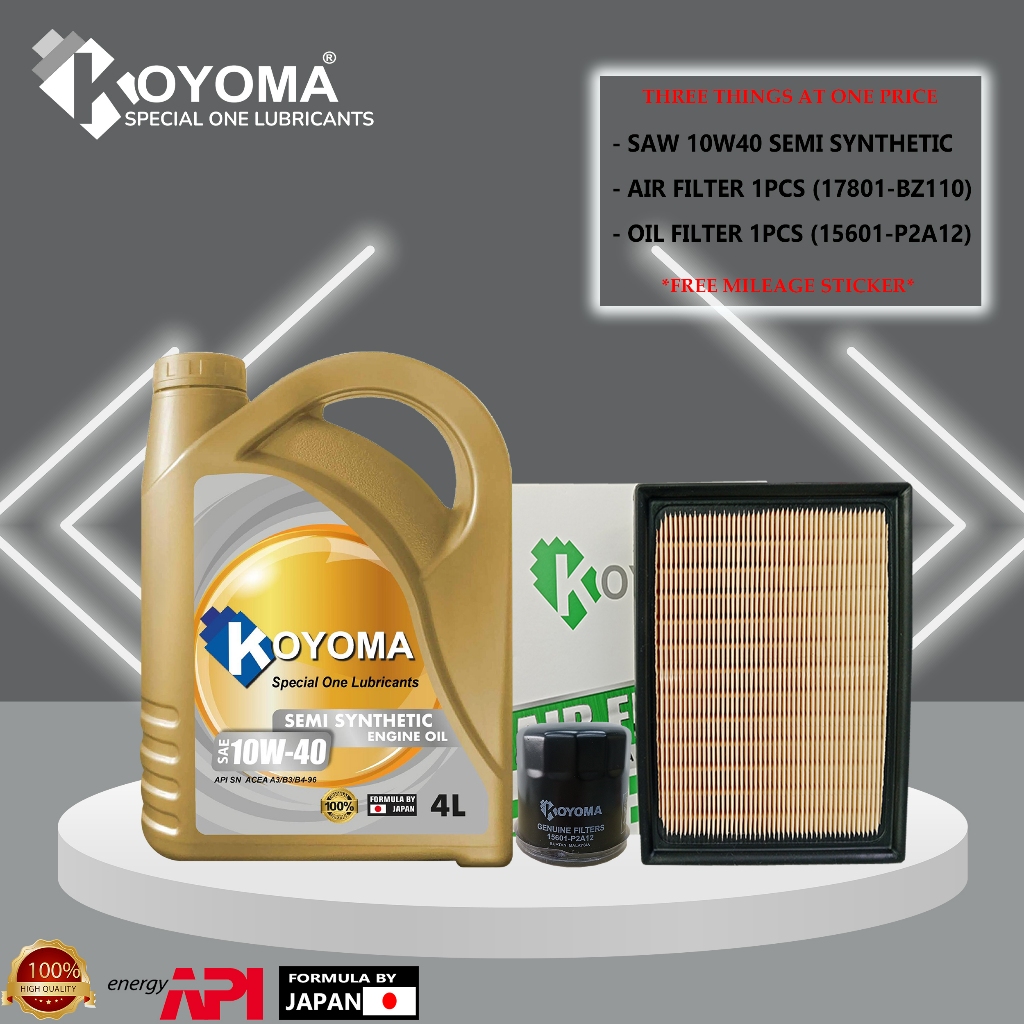 PERODUA ATIVA 1.0 TURBO OIL FILTER + AIR FILTER + KOYOMA 10W40 SEMI ...