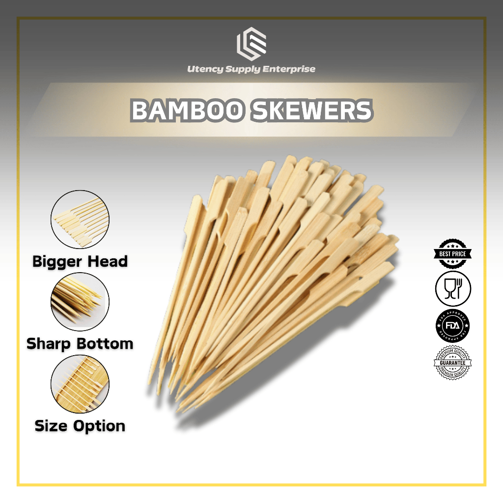 (100Pcs) Oden Skewer Stick | Hygienic Bamboo Stick | Disposable BBQ ...