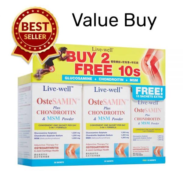 EXP 02/27 [30'sx2+FOC 10's] LIVE-WELL OSTESAMIN + CHOND & MSM POWDER ...