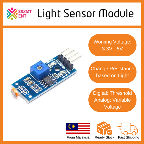 LDR Photosensitive Brightness Sensor Module – 4-Pin Light Intensity Detector for Arduino & DIY ...