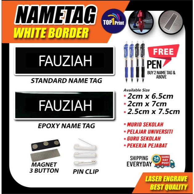 NAME TAG PIN / NAME TAG MAGNET / NAME TAG PENJAWAT AWAM / PELAJAR ...