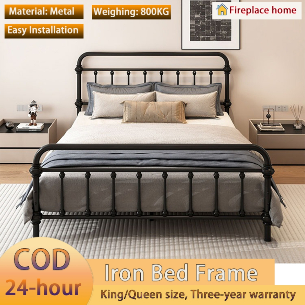 【Ships within 24 hours】katil besi Iron metal bed frame King/Queen size ...