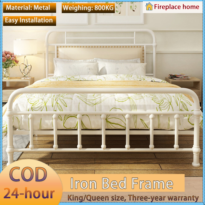 【Ships within 24 hours】katil besi Iron metal bed frame King/Queen size ...