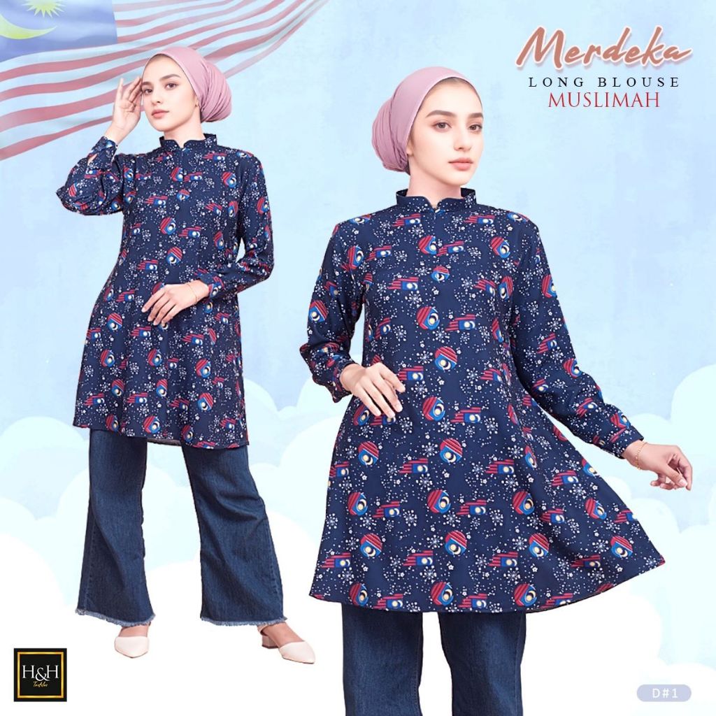 *Merdeka 2025* Long Blouse Muslimah with Merdeka Print by Royal Hijab ...