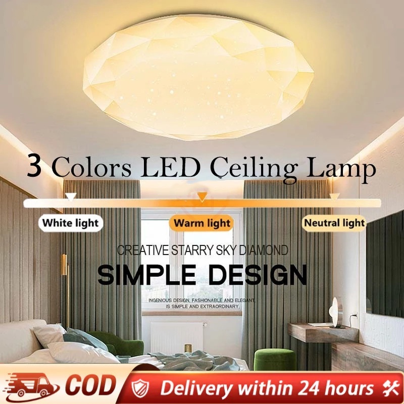 LED Round Modern Ceiling Light 24W/36W/48W 3 colour For Living Room ...