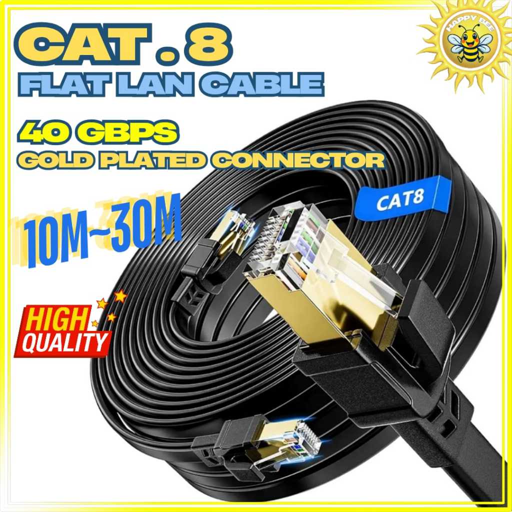Cat8 Lan Cable 40GBPS Network cable Internet FLAT Gold Plated Plate ...