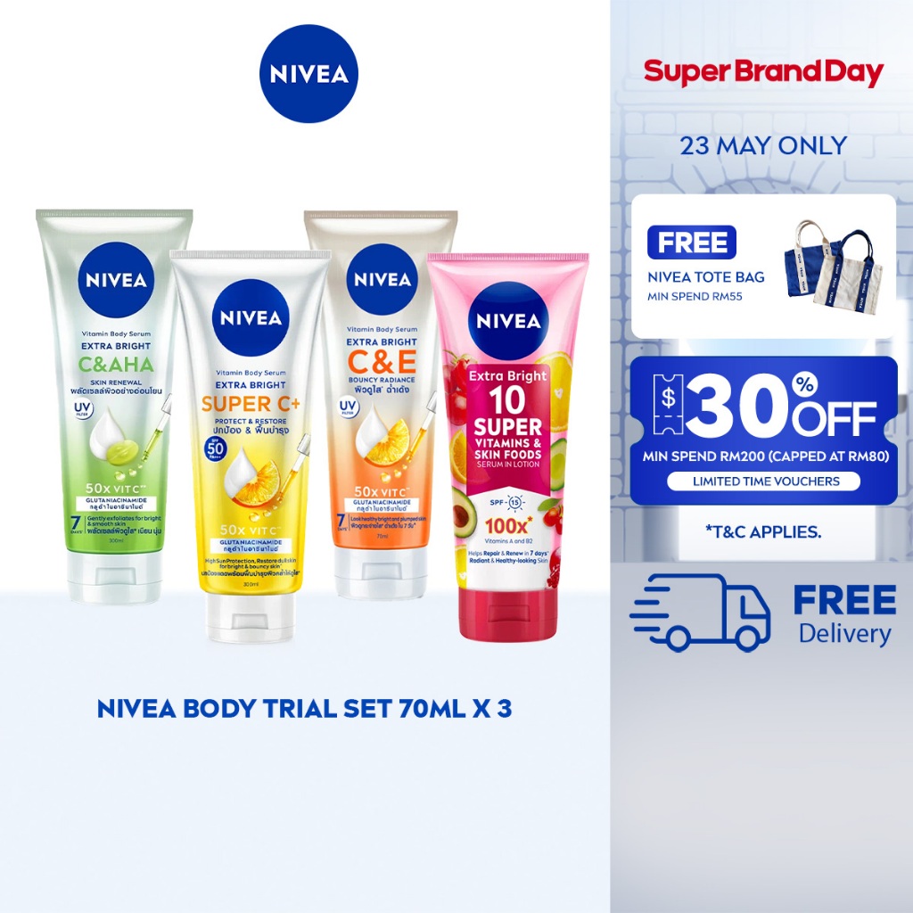 [HAUS OF NIVEA SBD EXCLUSIVE] LIVESTREAM ONLY NIVEA BODY TRIAL SET 70ml ...