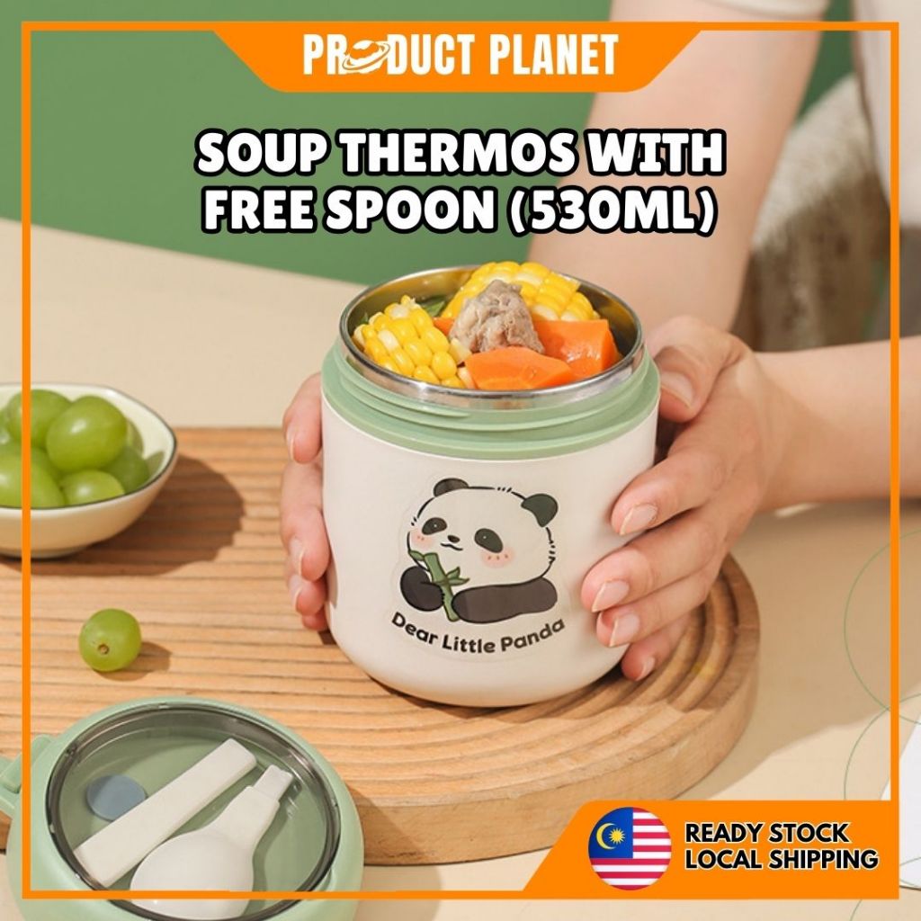 530ML Thermos Food Container with Spoon | Thermos Makanan Kedap Udara ...