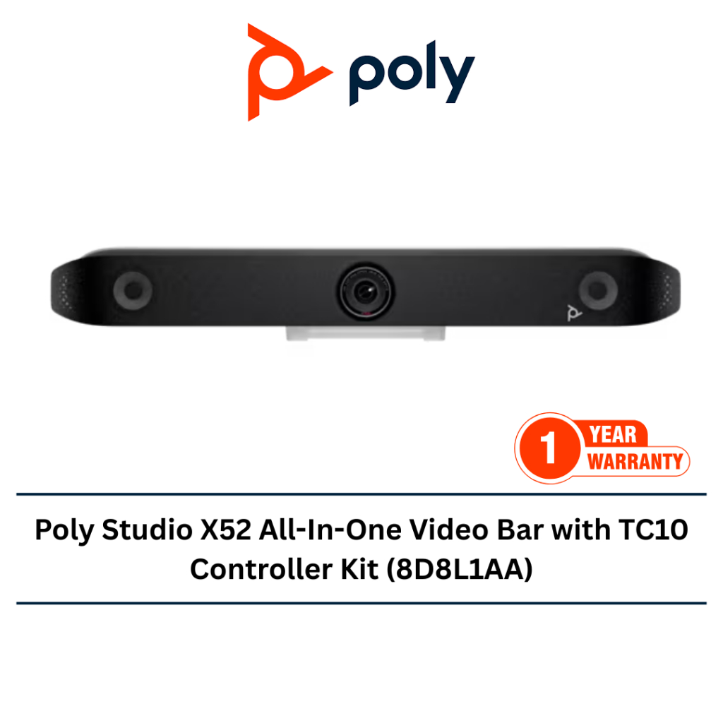 Poly Studio X52 All-In-One Video Bar with TC10 Controller Kit (8D8L1AA ...