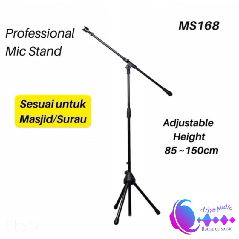 Heavy Duty MS168 Microphone Stand Floor Stage Adjustable Tripod + Mic ...
