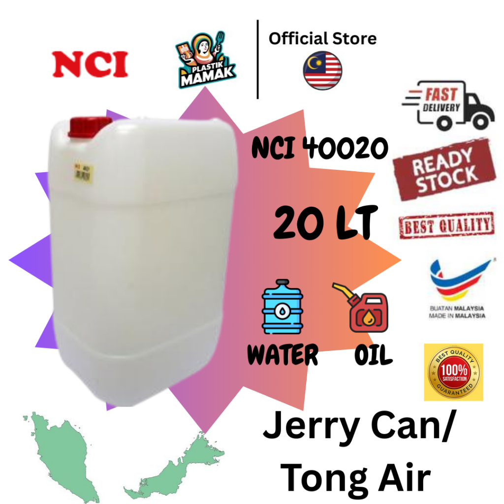 【Plastikmamak】NCI BRAND 20L TONG AIR BERSIH /BEKAS AIR MINUMAN/PLASTIC JERRY CAN 20L Jerry Can ...