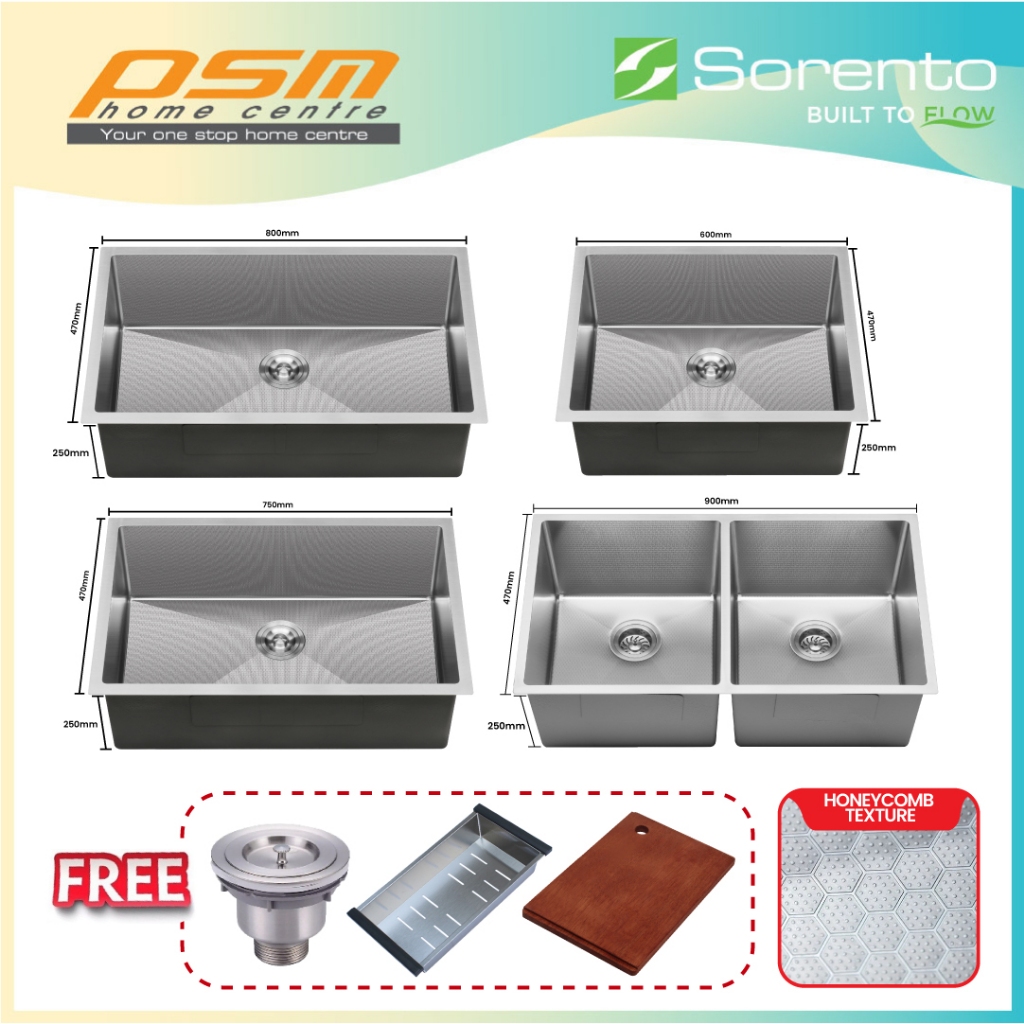 Sorento S/STEEL 304 HoneyComb NANO Texture Single Bowl UnderMounted ...