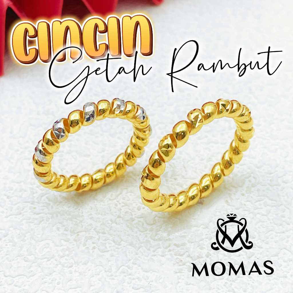 Cincin Getah Rambut MOMAS Emas 916 Original Cincin Emas 916 Tulen ...