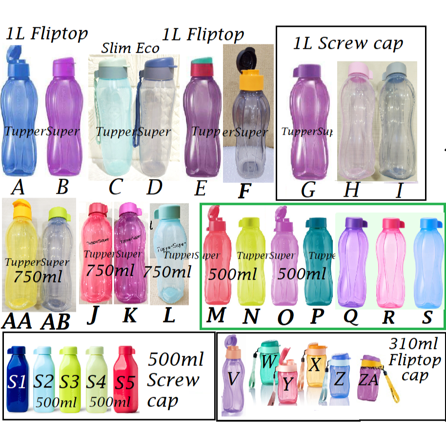 *1pc/2pcs/4pcs*Tupperware Eco Bottle Flip Top /Screw cap 1L/750ml/310ml/500ml with/without straw ...
