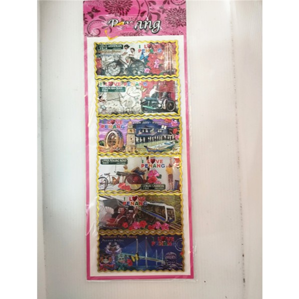 6 PCS SET Malaysia Penang fridge magnets steel souvenir gift | Shopee ...
