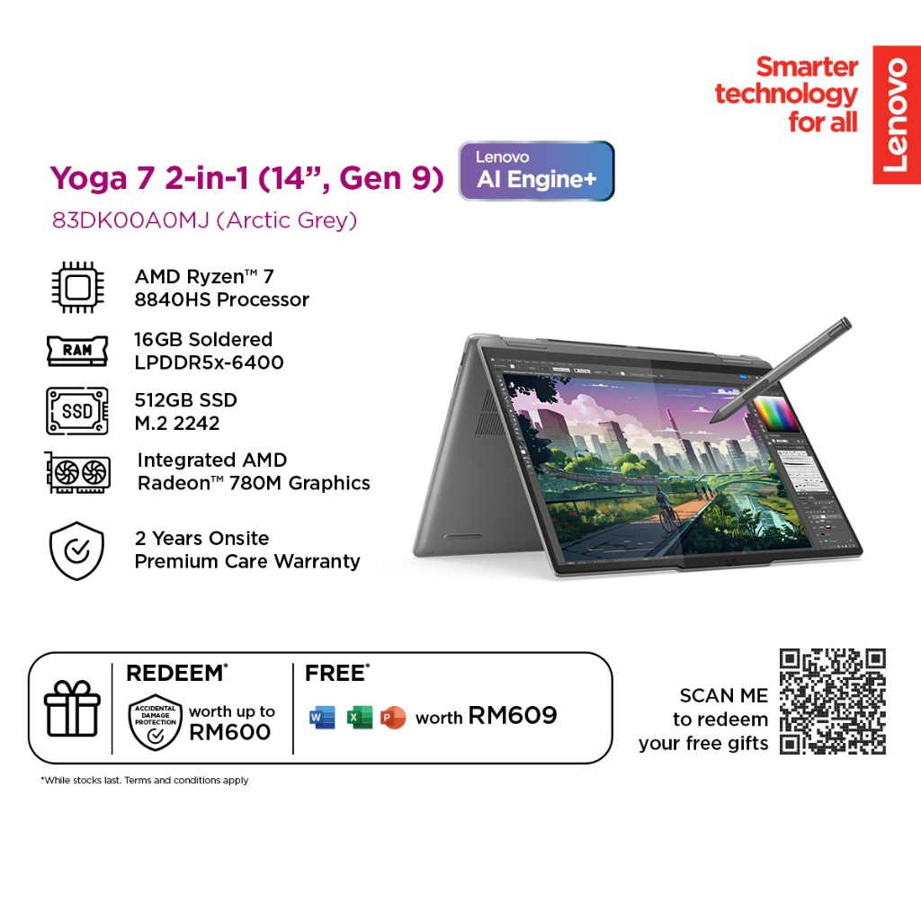 LENOVO YOGA 7 14AHP9 2-IN-1 LAPTOP 83DK00A0MJ | AMD RADEON 780M ...