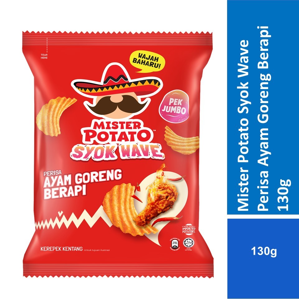 Mister Potato Syok Wave Perisa Ayam Goreng Berapi 130g | Shopee Malaysia