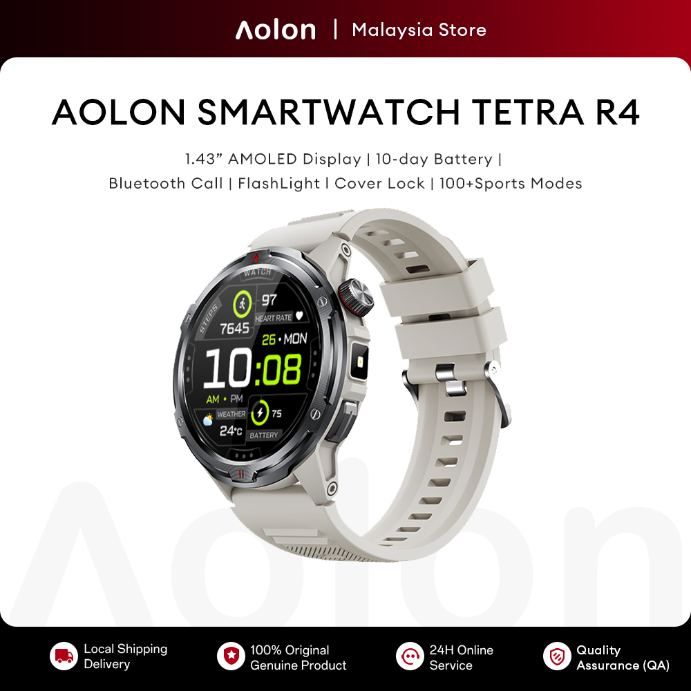 Aolon Tetra R4 Smart Watch 1.43" AMOLED Display AOD HD Bluetooth Call ...