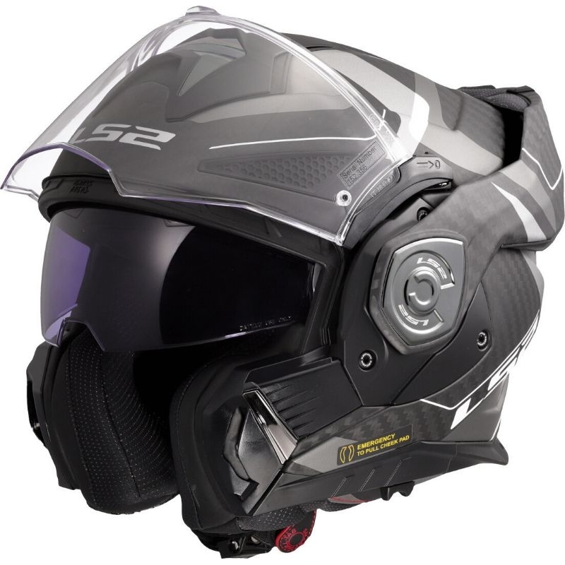 LS2 FF901 ADVANT X CARBON HORIZON MATT SILVER GREY MODULAR HELMET ...