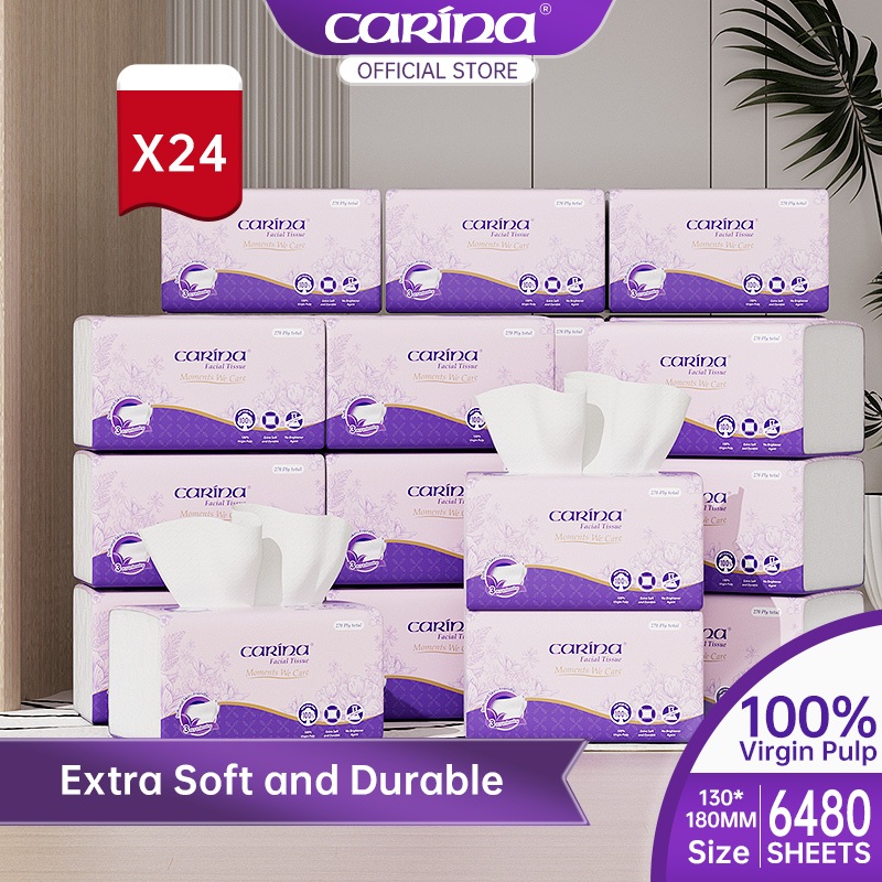 [24 packs] Carina Tissue Wholesale Wood Pulp Paper 90pulls*3ply soft ...