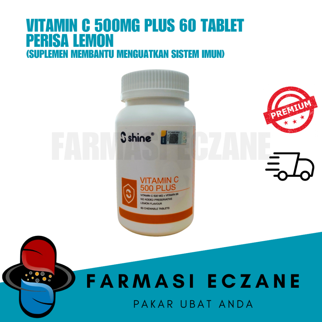 SHINE VITAMIN C 500 PLUS VITAMIN B5 (Perisa Lemon) 60 TABLETS | Shopee ...