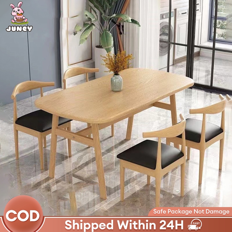 【JC】Solid Wood Dining Table Meja Belajar Living Room Kitchen Wooden ...
