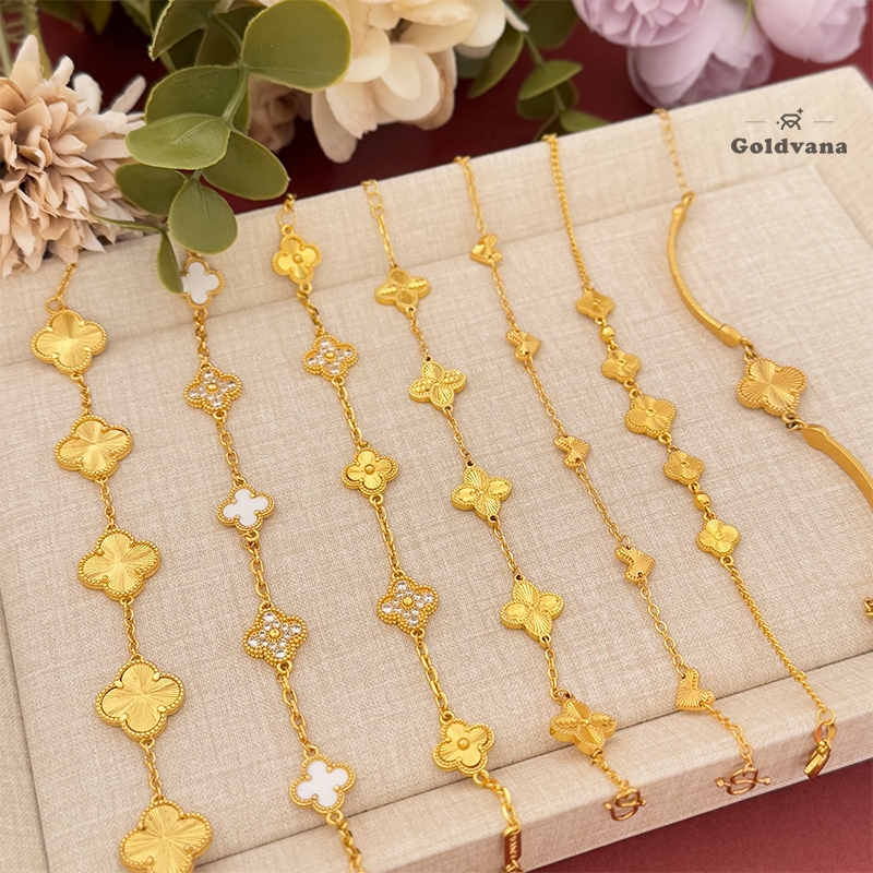 Goldvana Gold Plated Classic Four Leaf Clover Bracelet For Women Koreo bangle Gelang Bunga ...