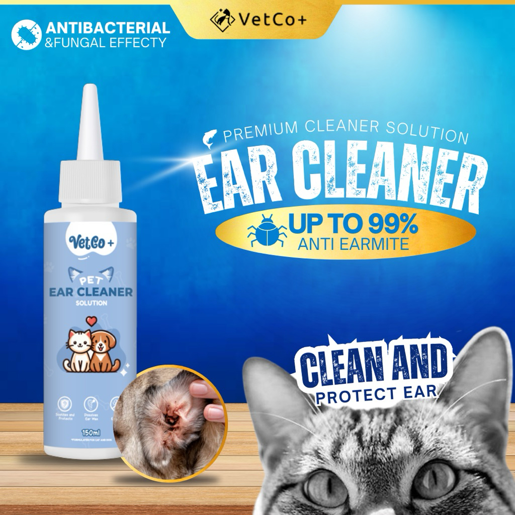 VetCo Premium Pet Ear Cleaner (150ml) - Cat & Dog Ear Hygiene Solution ...