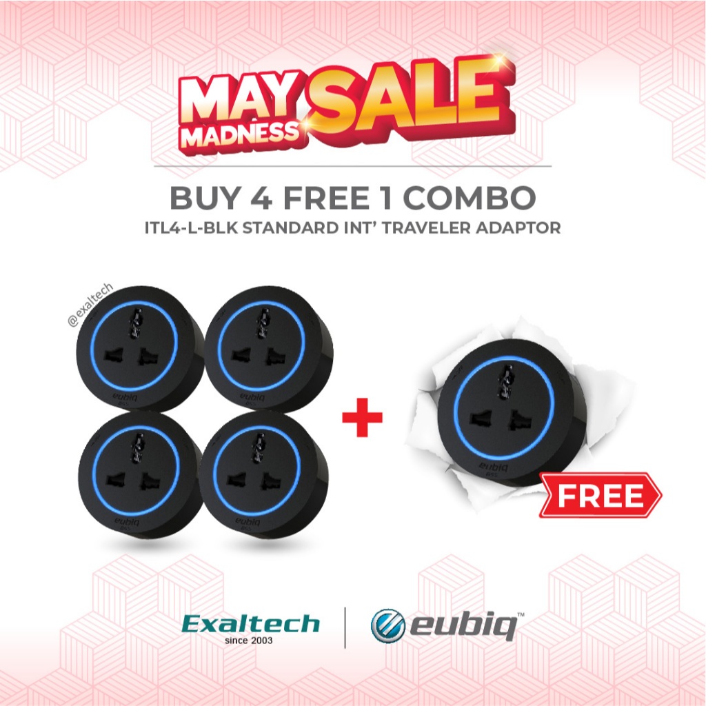 BUY 4 FREE 1 !!! Eubiq Standard International Traveler Adaptors ITL4-L ...