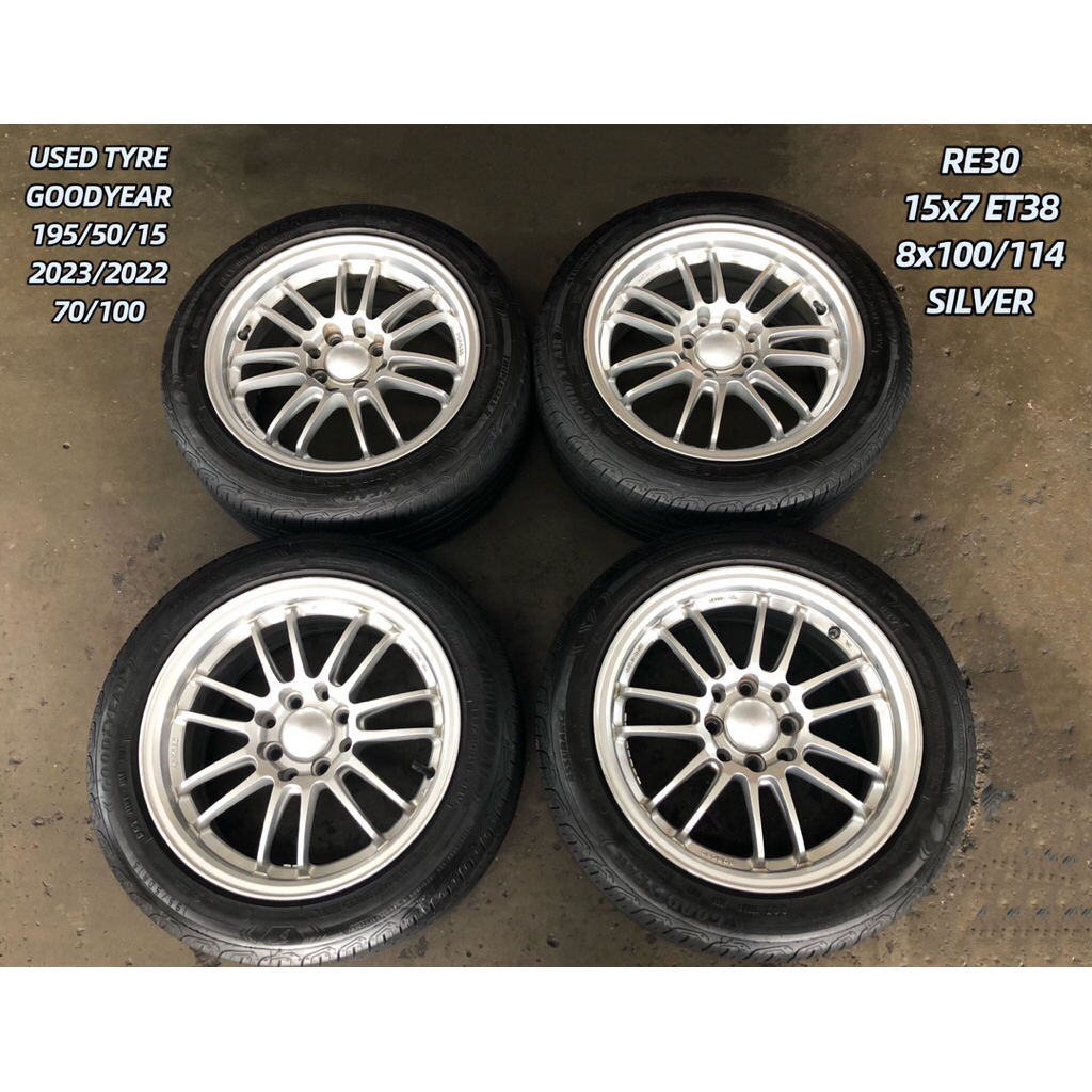USED RIM RE30 15 INCH WITH TYRE 195/50/15 FOR WAJA GEN2 SATRIA NEO ...