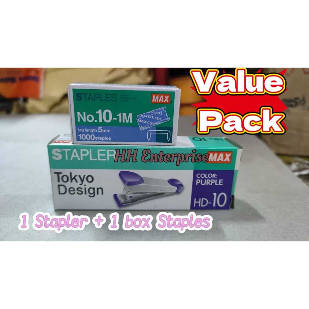 [Value Pack] MAX No.10 Stapler + 1 Box Staples | 6 Colors | Ready Stock ...