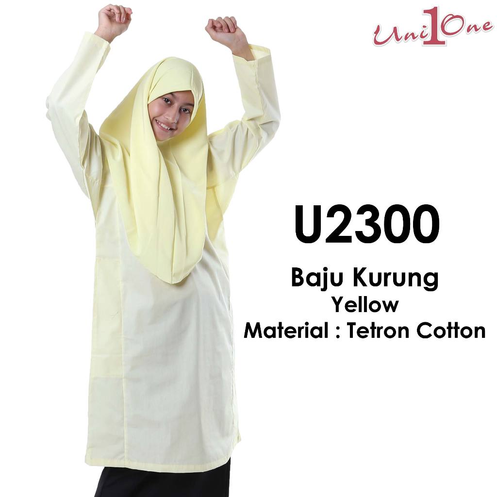 Uni1One Baju Kurung Cotton Warna Kuning // Baju Kurung Kuning // Yellow ...