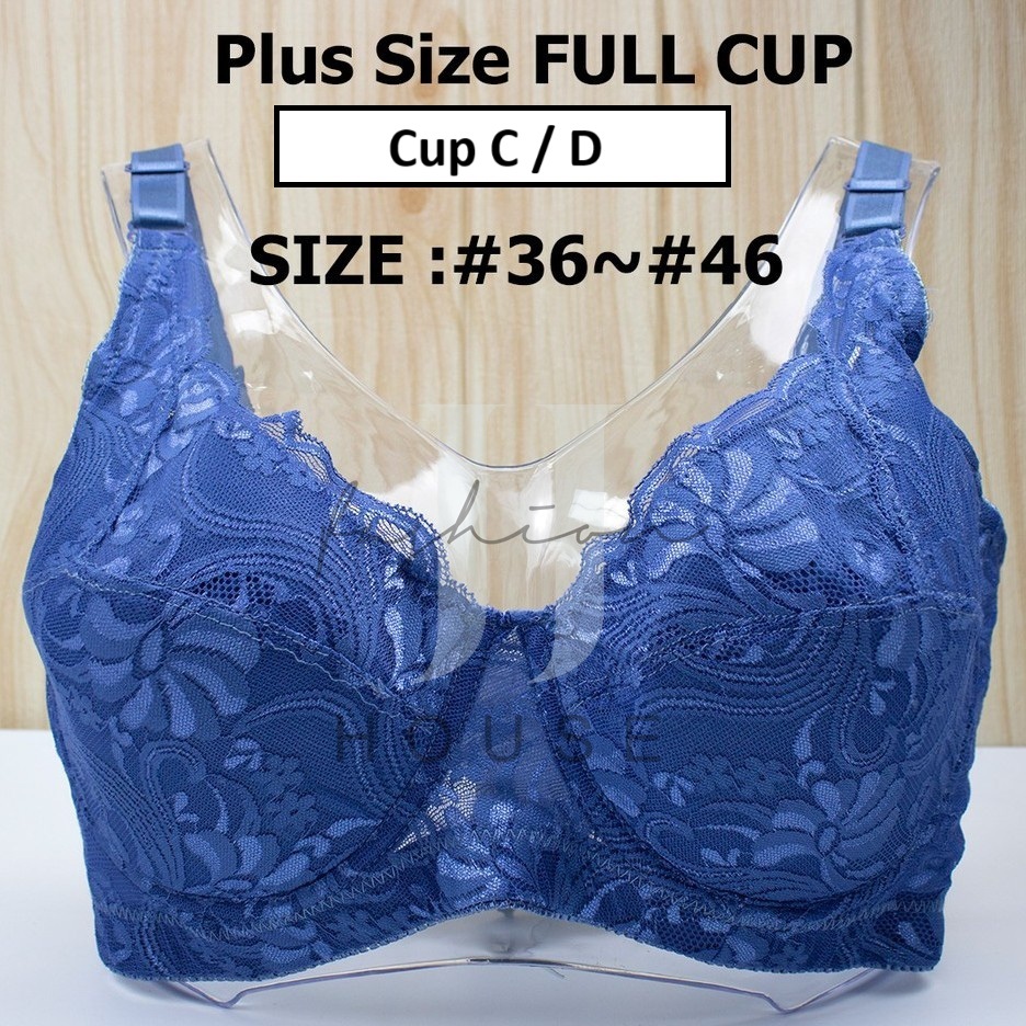 Plus Size FULL CUP C/D Under-wired Bra #36~46 Skin-friendly Soft Cotton ...