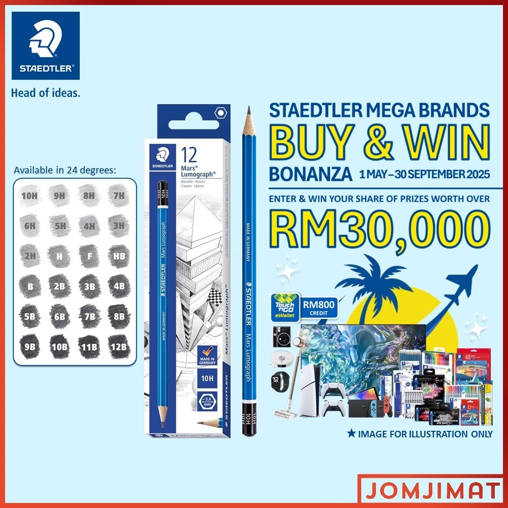 Staedtler Mars Lumograph Pencil Drawing Sketching 100 - 10H 9H 8H 7H 6H 5H 4H 3H 2H H F HB B 2B ...