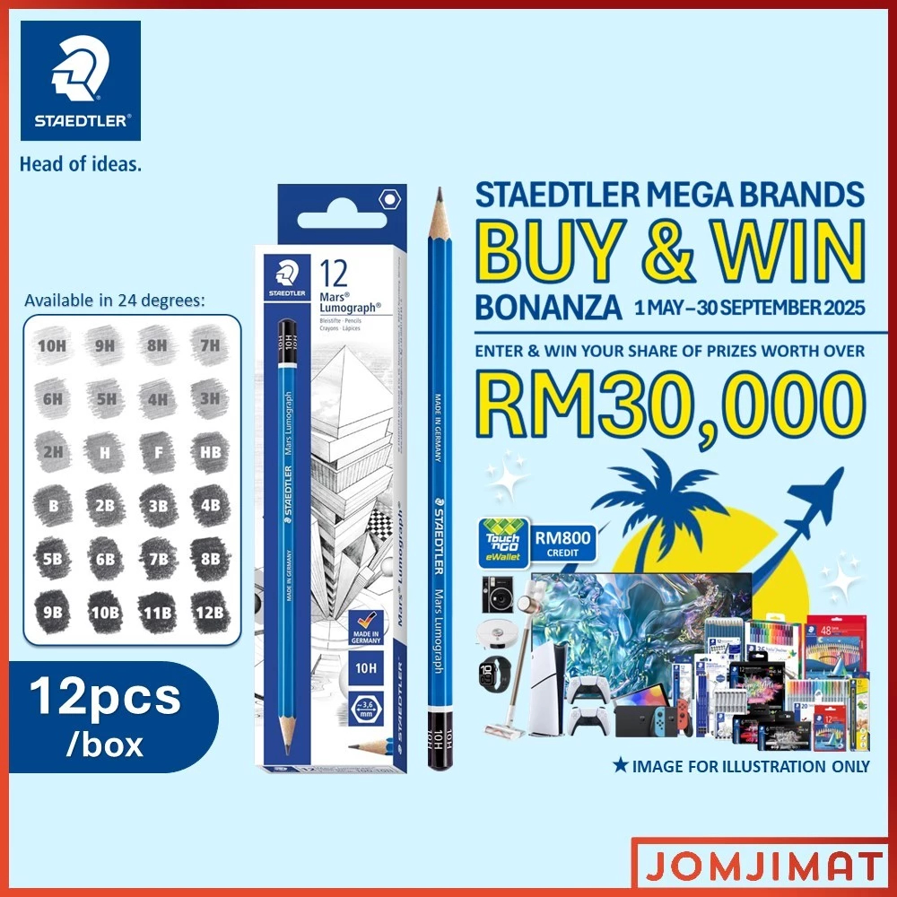 Staedtler Mars Lumograph Pencil Drawing Sketching 100 12pcs/box - 10H 9H 8H 7H 6H 5H 4H 3H 2H H ...