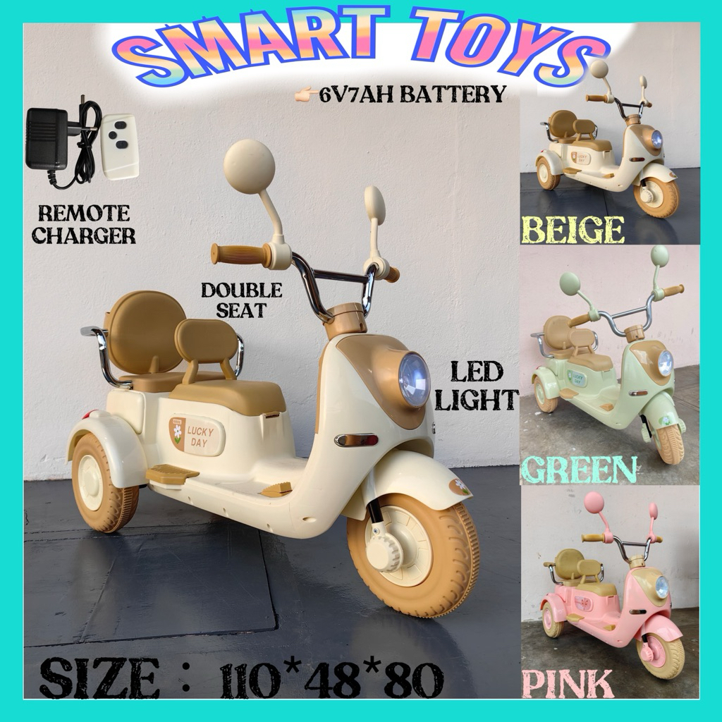 VESPA BUDAK DOUBLE SEAT baru dua seat motor budak kid ride on ...