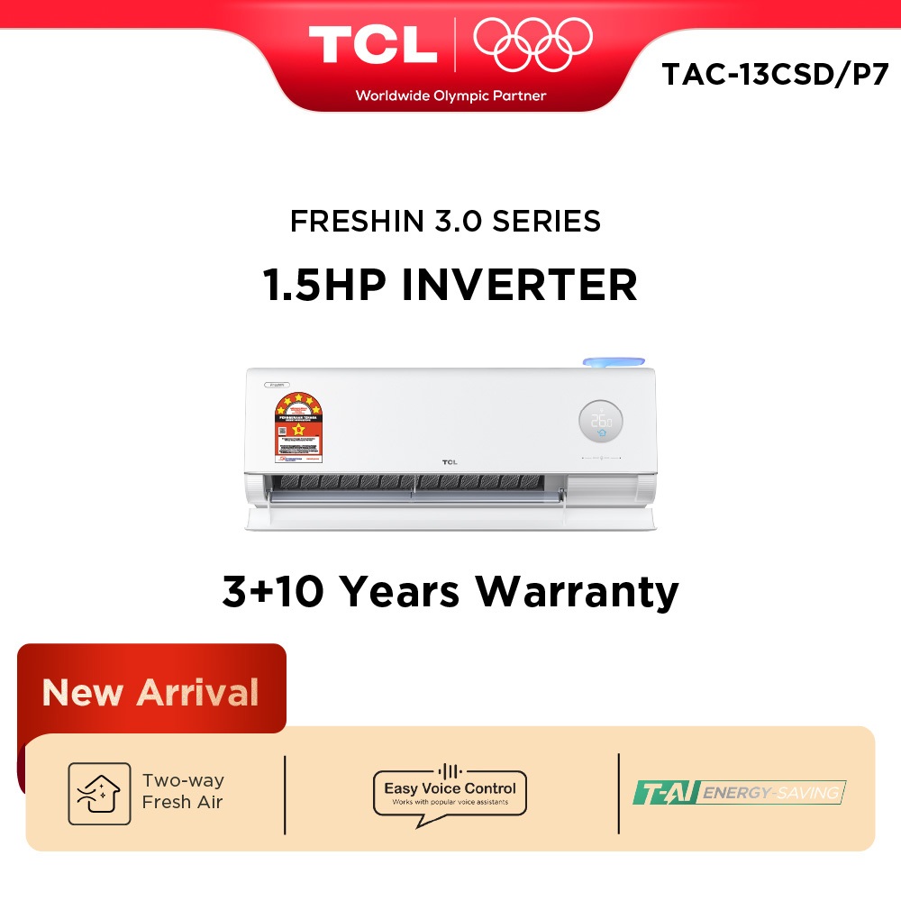 【FREE INSTALL】TCL 1.5HP Inverter Aircond FreshIN Series 3.0 with Voice Control, T-AI Energy ...
