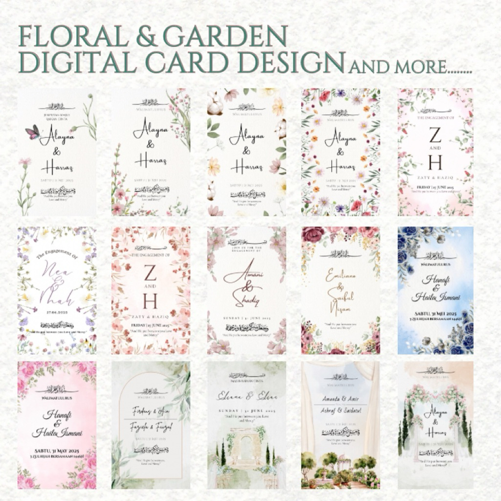 Kad digital floral & Garden design kahwin/tunang/akad nikah/raikan ...
