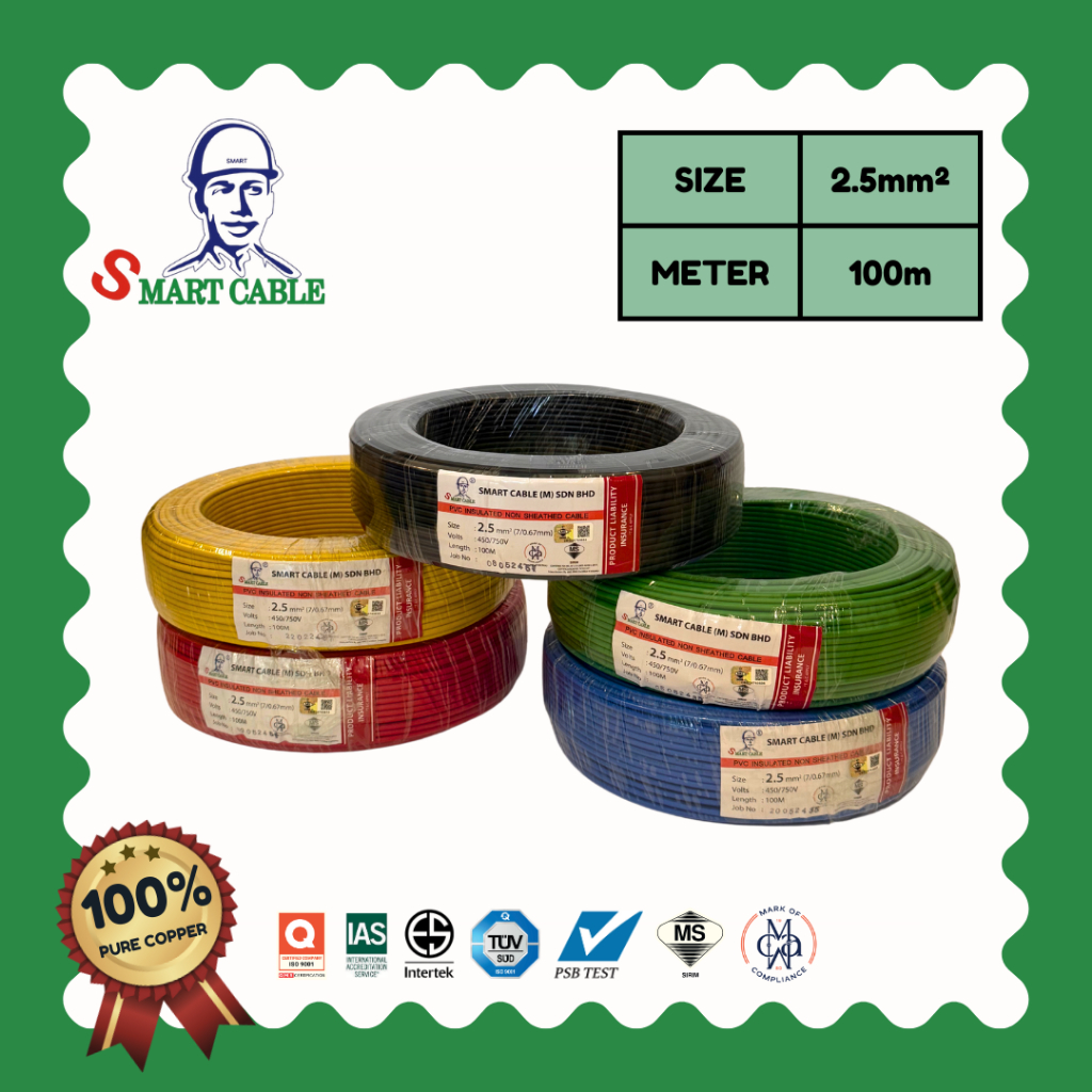Ready Stock SMART PVC Insulated Cable 2.5mm ( Auto Control Cable / Made ...