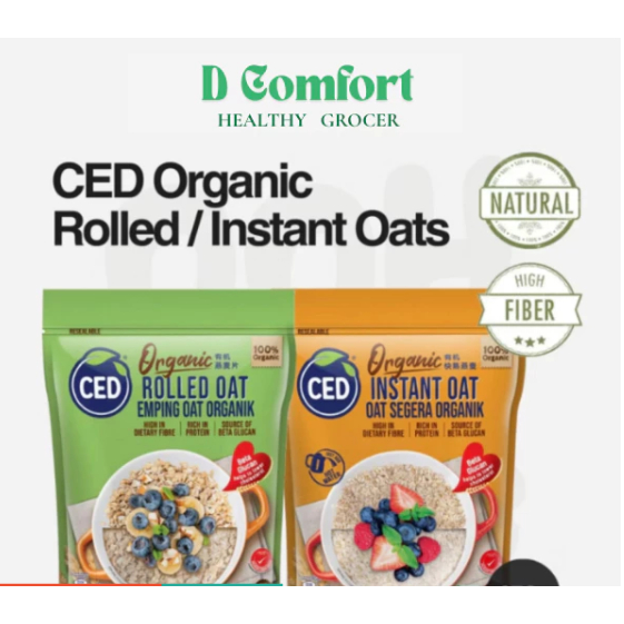 CED Organic Rolled Oats / Instant Oats 450g - Protein, Fibre, Weight ...