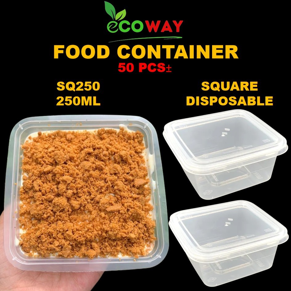 [ 50sets± ] SQ250 Square Disposable Plastic Food Container SQ250 Bekas ...