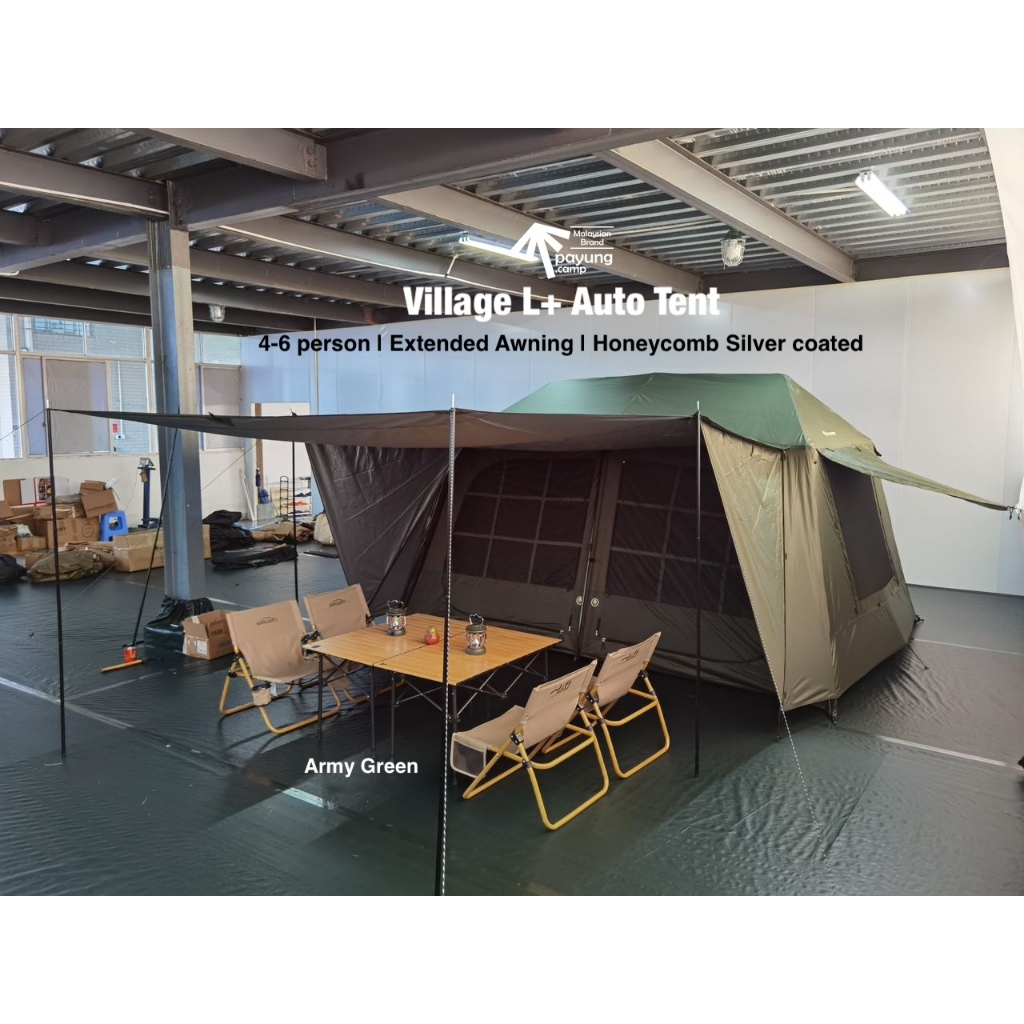 PAYUNG.CAMP Village L+ Ver1.2 Alloy Frame 300D Honeycomb Ripstop Silver Coating Oxford 7 Awning ...