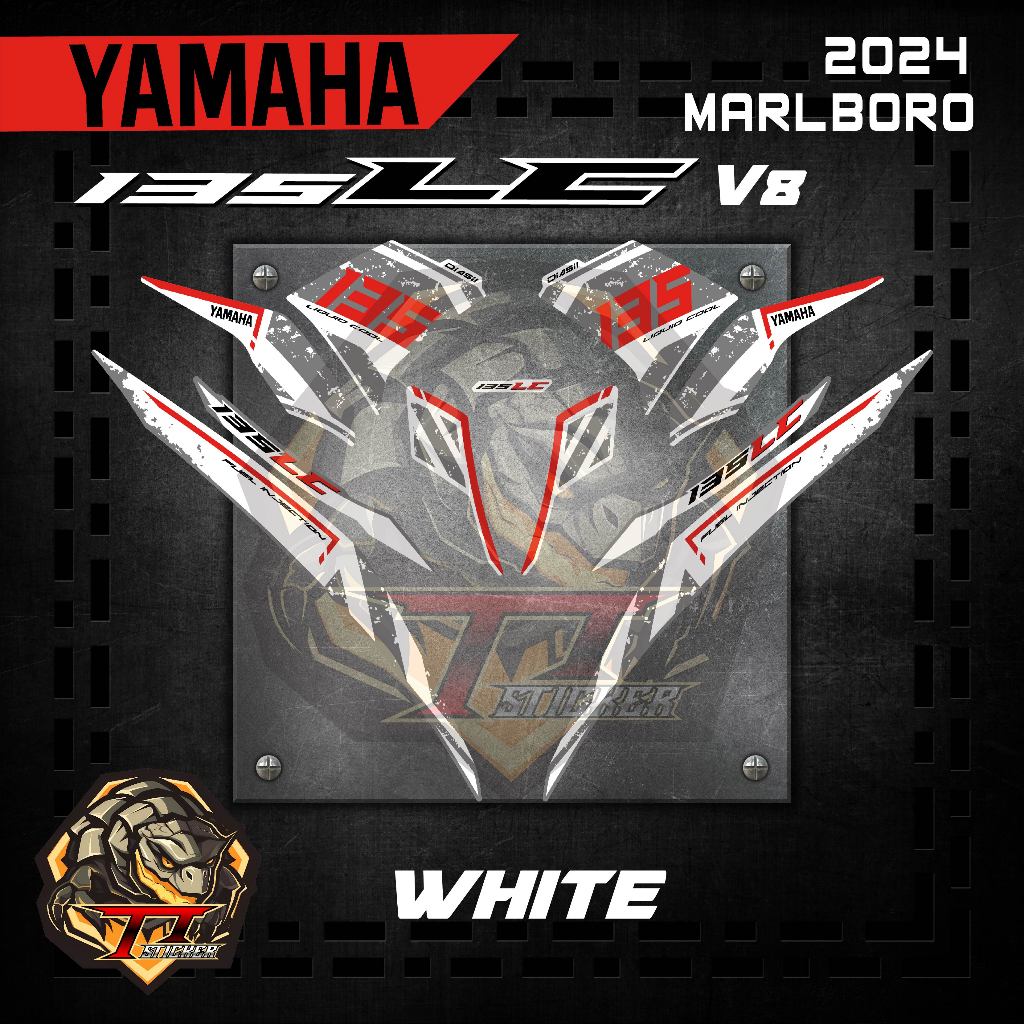 YAMAHA STRIPE LC135 V8 Fi 2024 MARLBORO WHITE CUSTOM STRIPE STICKER ...