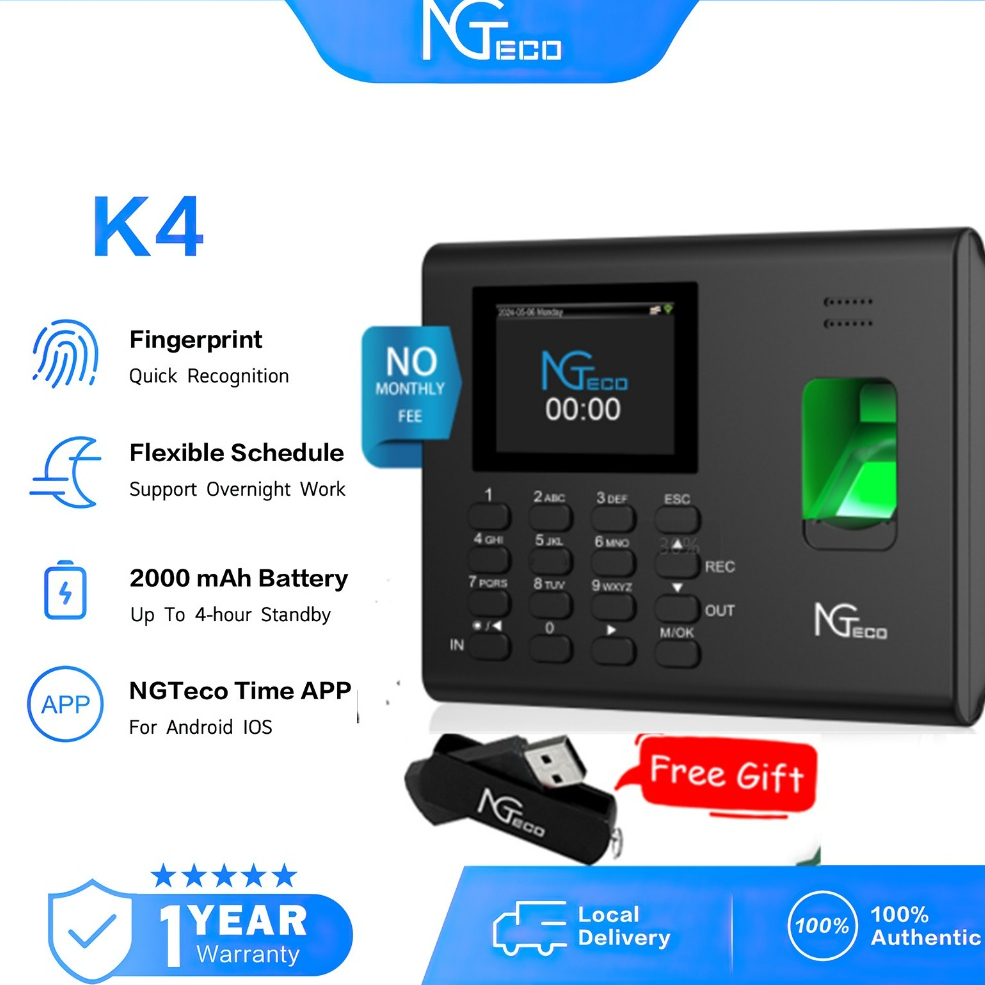 NGTeco K4 Attendance Machine Biometrics Fingerprint Time Absence ...
