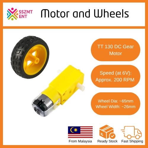 TT Motor + Robot Car Wheels | 130 Gear Motor DC 3–6V for Arduino Smart ...
