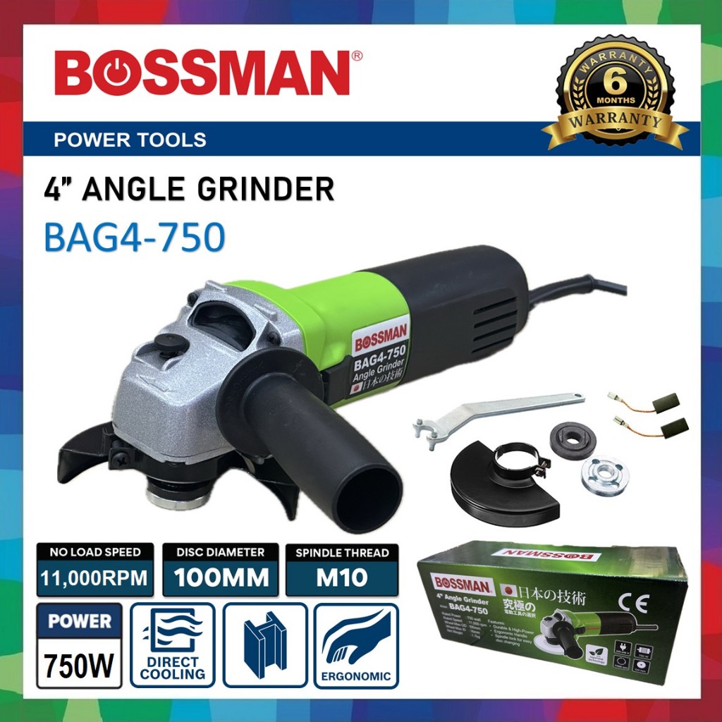 BOSSMAN 4" Angle Grinder BAG4-750 / Grender Pengisar sudut BAG4750 ...